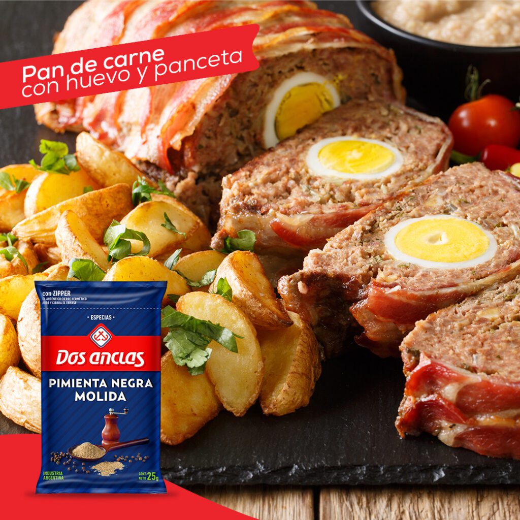 Pan de carne con huevo y panceta – Dos Anclas